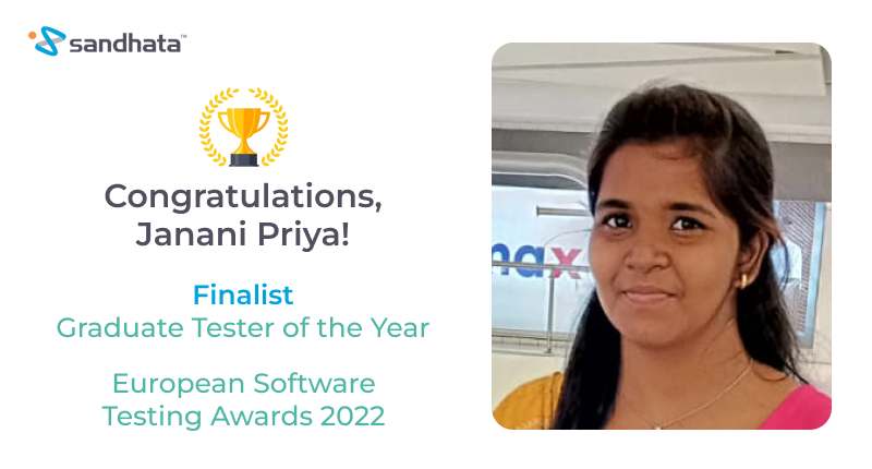 Janani Priya - Finalist for Graduate Tester of the Year 2022 - Sandhata